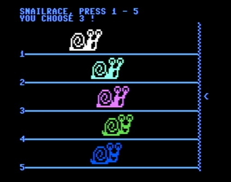 SnailRace (Commodore 64) by Metzelwurst by BASIC 10Liner