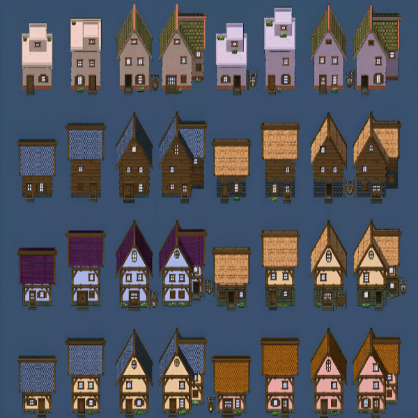 2D pixel Art Buildings by Mercury studio