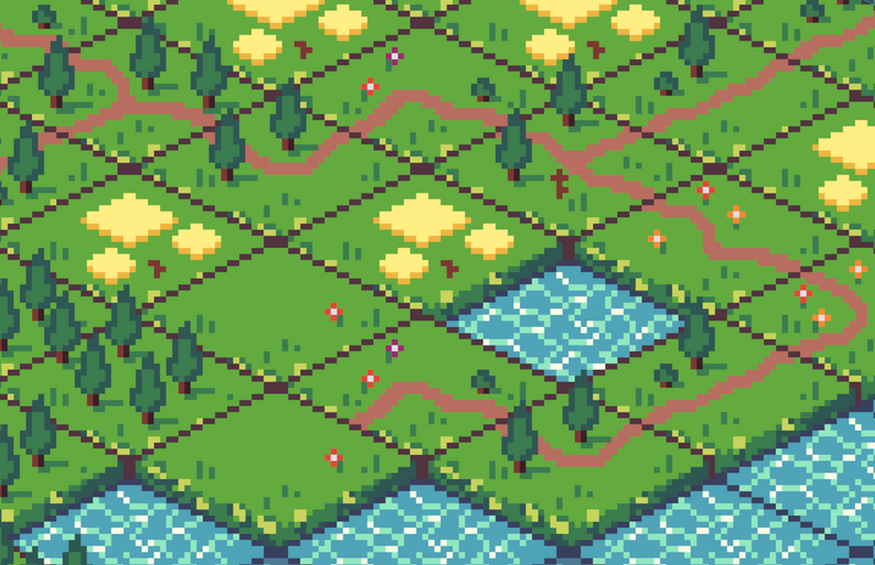 Pixel Art Isometric Map Tileset by Newc42