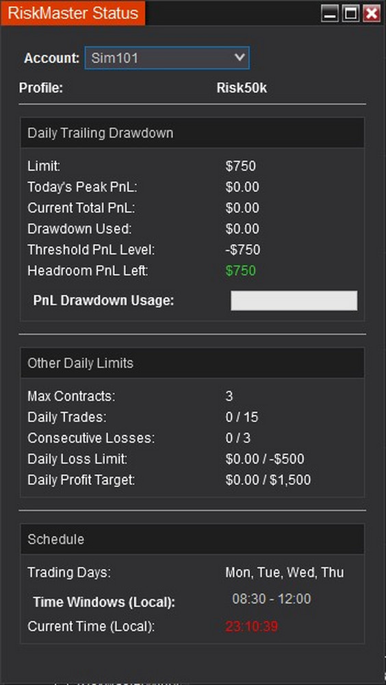 RiskMaster - Ninjatrader 8 Risk Management Tool by RiskMaster