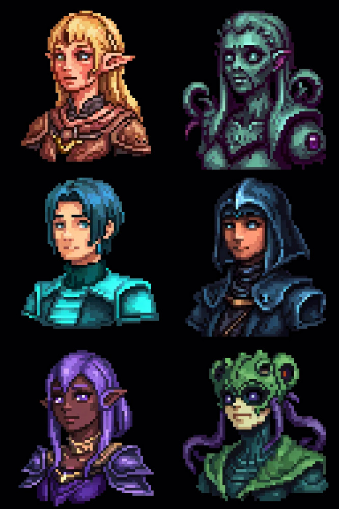 500 Fantasy Pixel Art Portraits: A World of Characters for Your ...