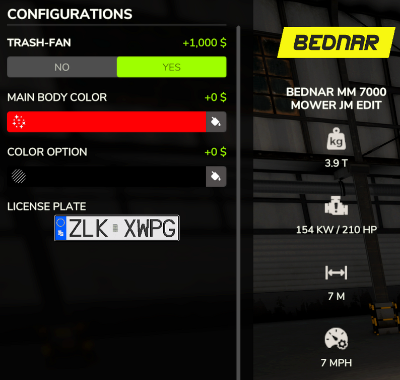 FS25 Bednar MM7000 Mower Edit by Jeffro Mods