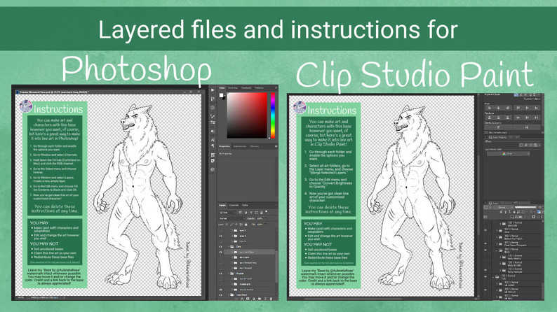 Masc Werewolf Base - Customizable Line Art by AubrietaRose