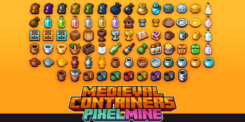 82 Medieval Container Icons by PixelmineStudio