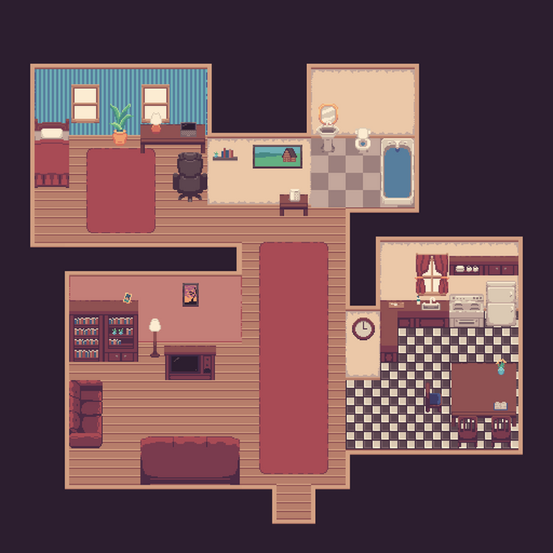 House Interior Tileset 32x32 by Graduation Cat