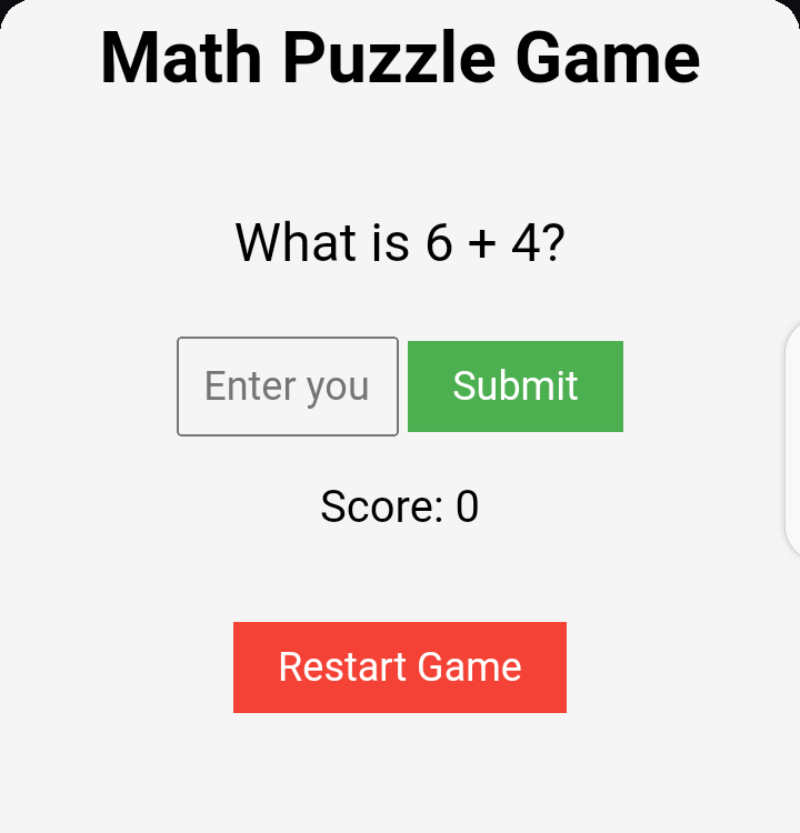 Math puzzle game by Shahnawaz chohan