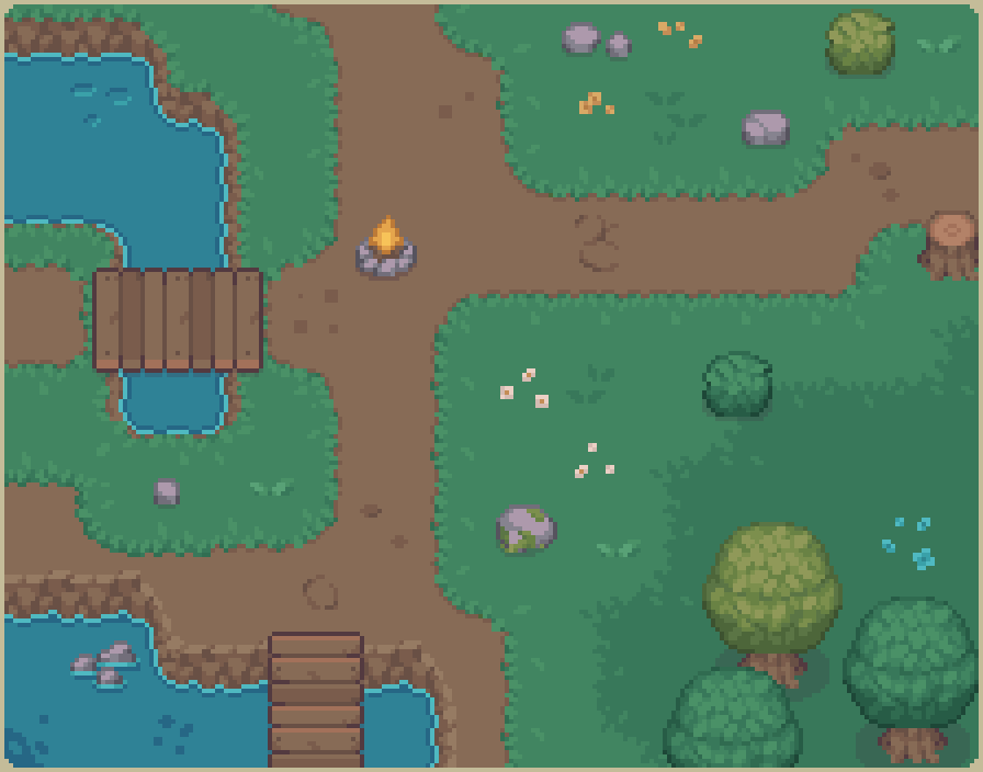 🔥🏕️🪵 Added Campfire & Wooden Bridges - Exterior Top-Down Tileset ...