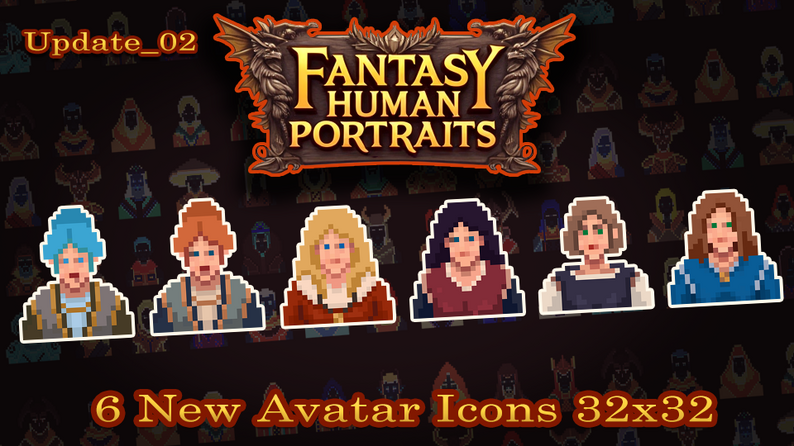Fantasy Human Portraits 32x32 by Barely_Games