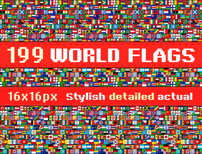 199 DETAILED WORLD FLAGS (16x16px) for your game or project. by ...