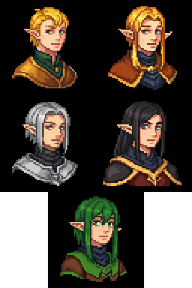 Pixel-art PortraitS Elf Pack (50 Portraits) by Batareya