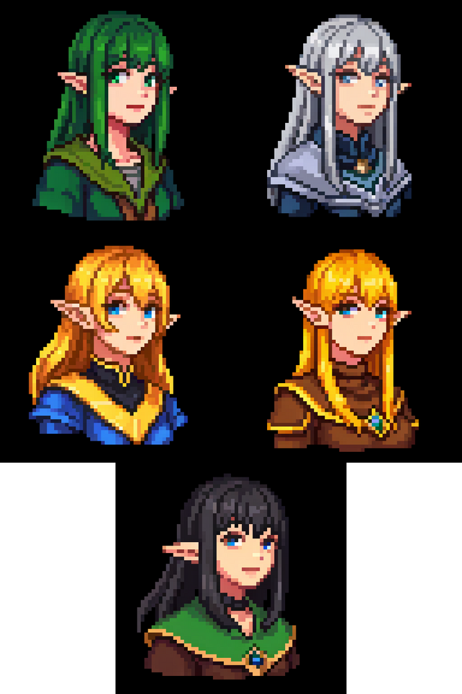 Pixel-art PortraitS Elf Pack (50 Portraits) by Batareya