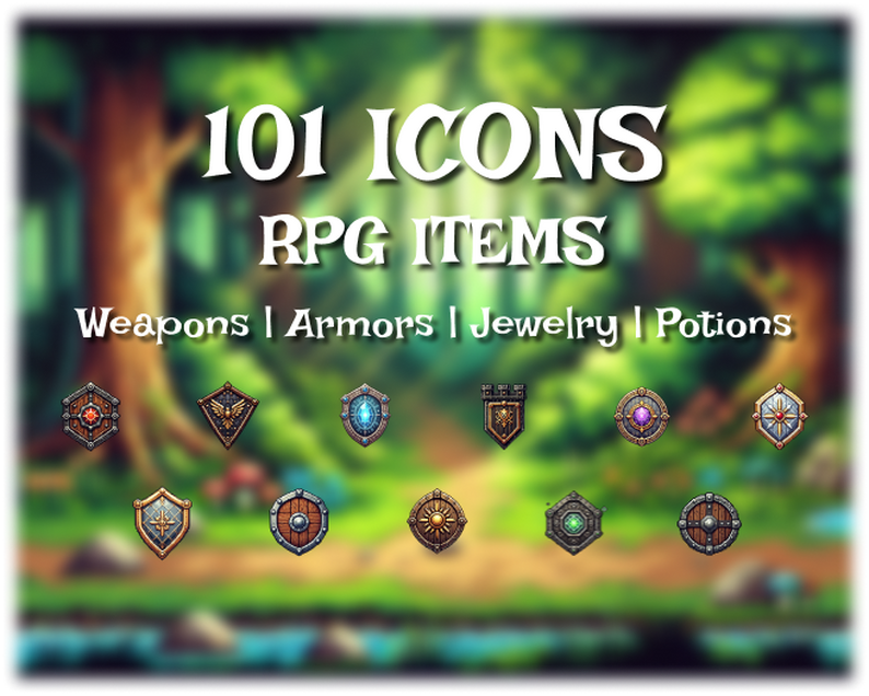 101 RPG ICONS - Inventorty items [32x32] [64x64] by zephiredev