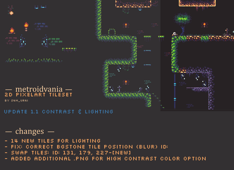 2D Metroidvania Tileset 16x16 by Sam