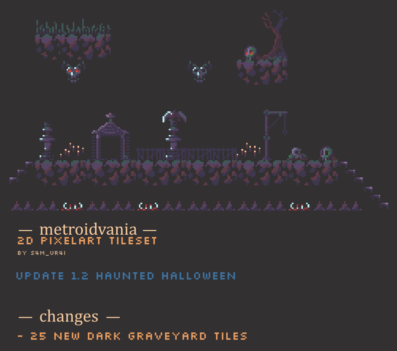 2D Metroidvania Tileset 16x16 by Sam