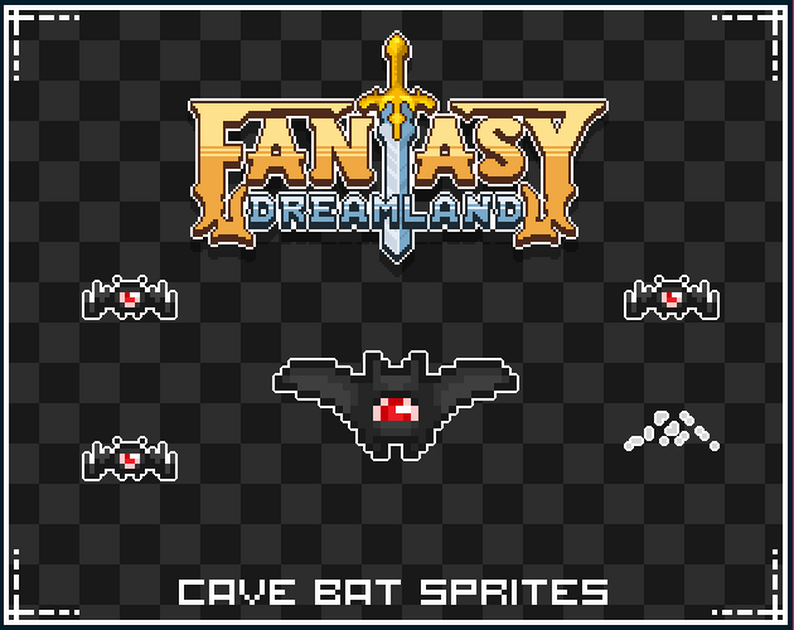 Bat Enemy Sprite 4 Directions [Fantasy Dreamland] by ELV Games