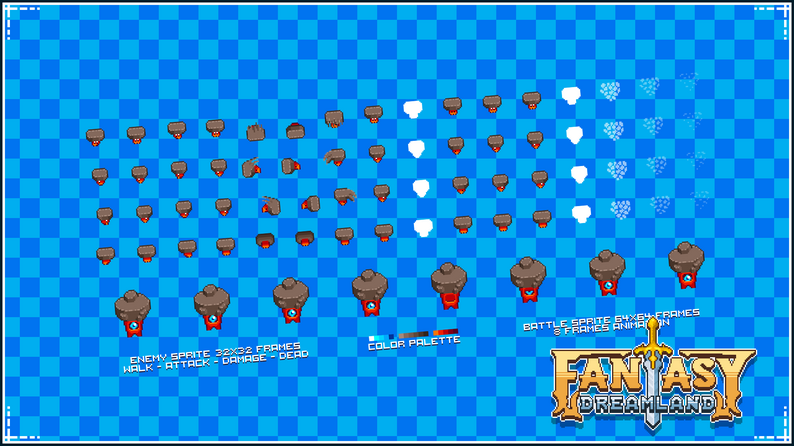 Rockeye Enemy Sprite 4 Directions [Fantasy Dreamland] by ELV Games