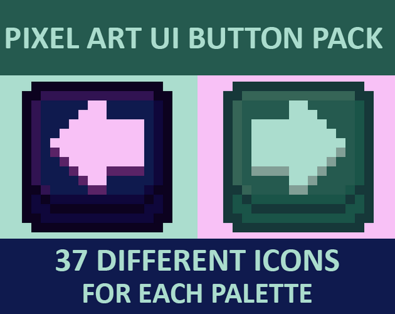 148 Free Pixel Art UI Button Pack by Electronic Brains