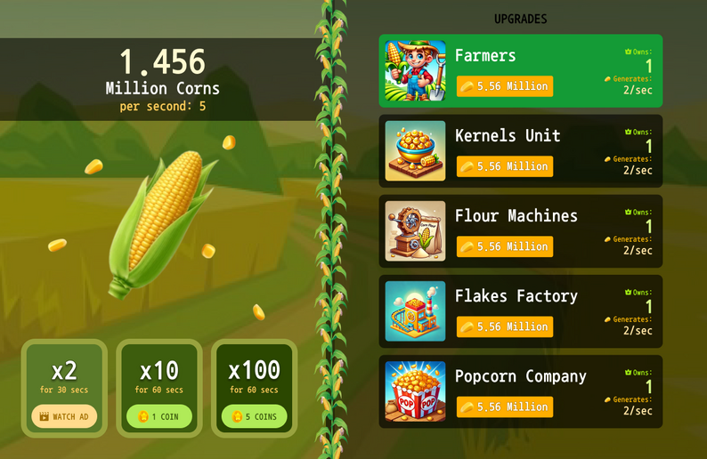 Corn Clicker Game by kishor_hk