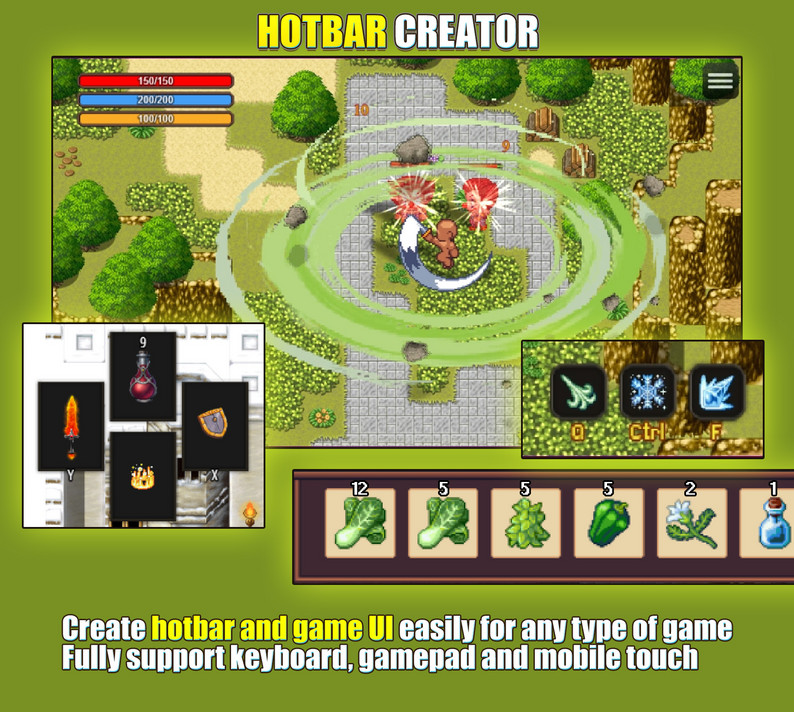 Hotbar Creator - RPG Maker MZ plugin by Sang Hendrix