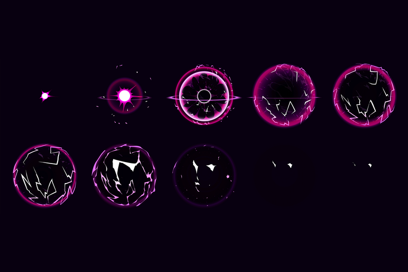 20 VFX 2D hand-drawn explosions with fire, smoke, water, lava, and ...