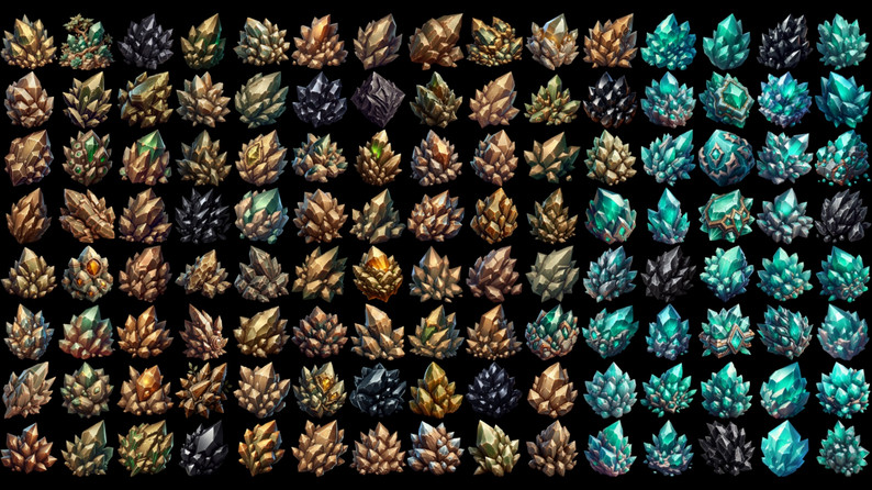 Hi-Def Crystal Ore Pack 1 - 1300+ Sprites by FortressSide