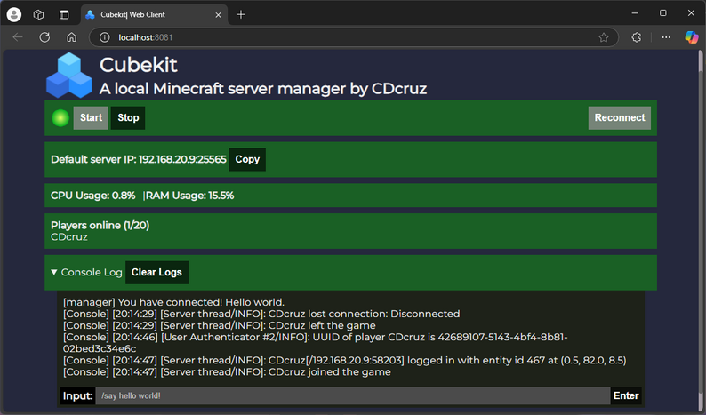 Cubekit - Minecraft Server Manager by CDcruz