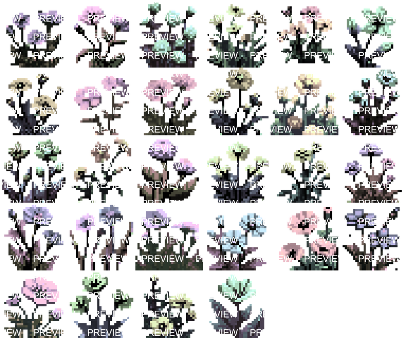 RetroBloom: Pixel Flowers Pastel Edition by Data_Illusion_Studios