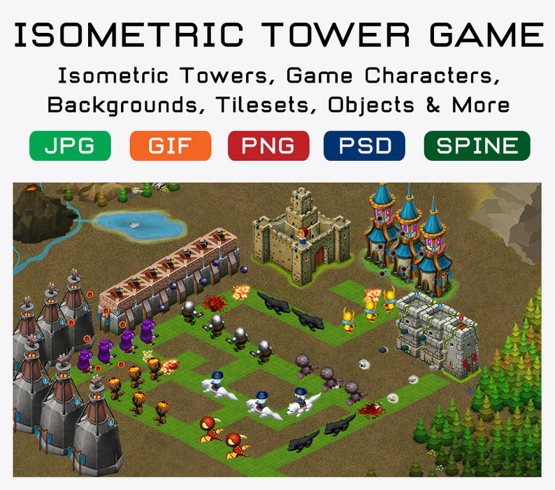 Isometric Tower Game Kit 1 by Mobile Game Graphics