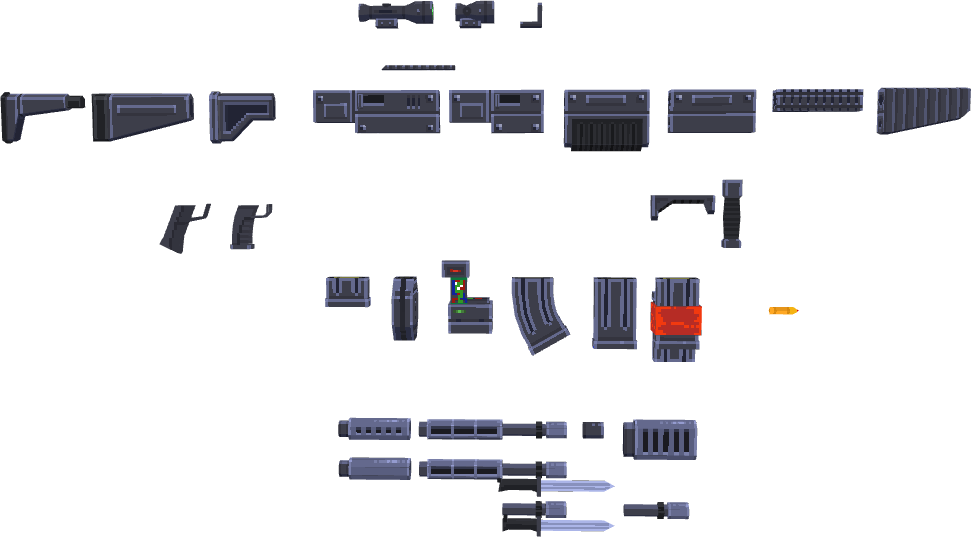 Low Poly Gun Parts by alarric