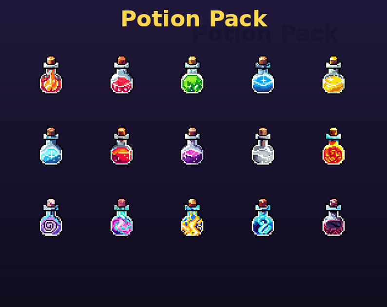 Pixel Art Potion Icons (32x32) by XnaxlZz