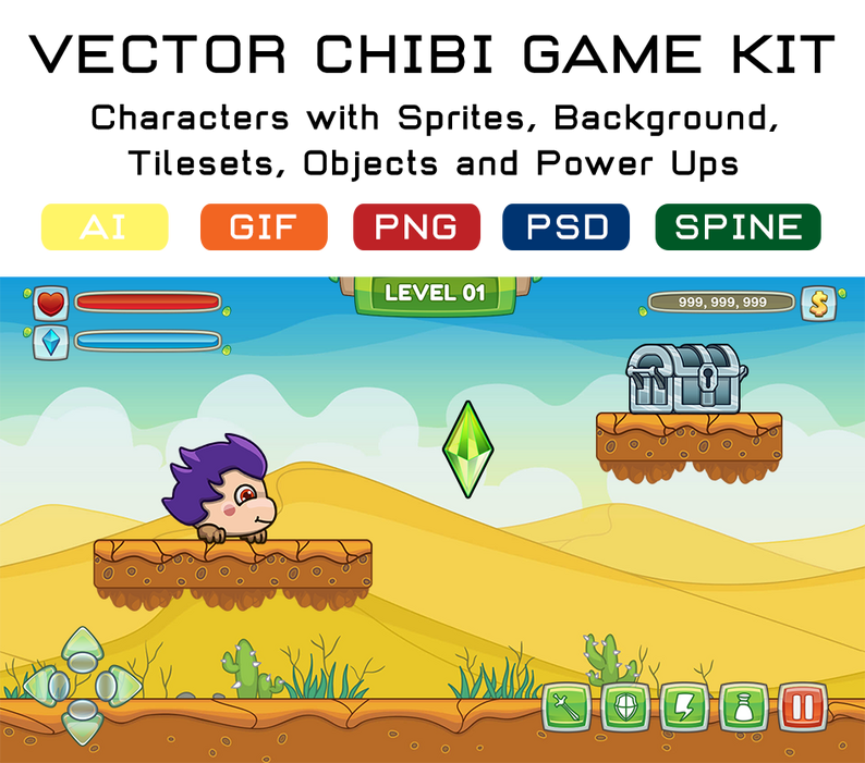 Vector Chibi Game Kit 1 by Mobile Game Graphics