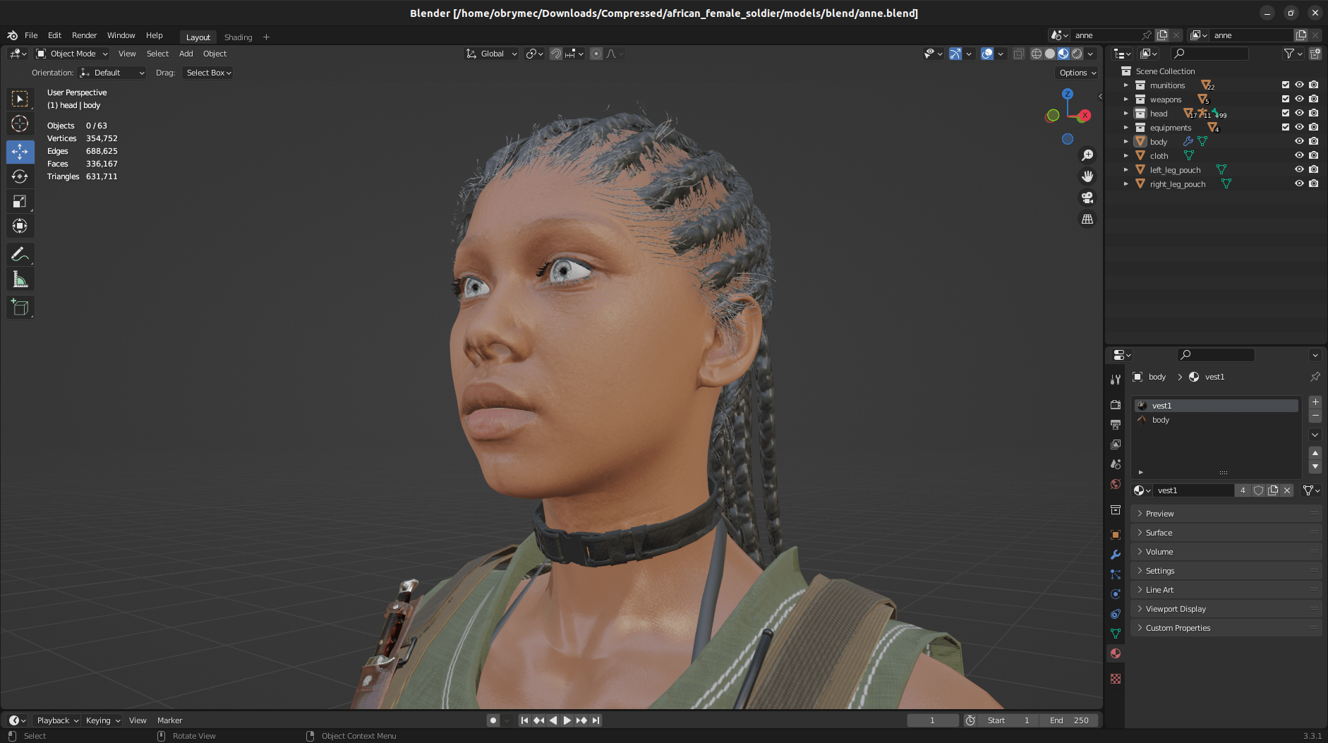 Realistic Military African Female Soldier For Blender by Console Art ...