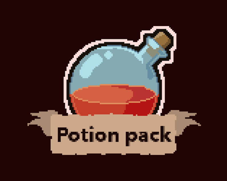 Basic Pixel art Potion pack in all sizes by maciaz