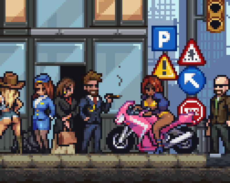 FREE - Pixel Art Sidescroller Asset Pack 32x32 Modern City by GandalfHardcore