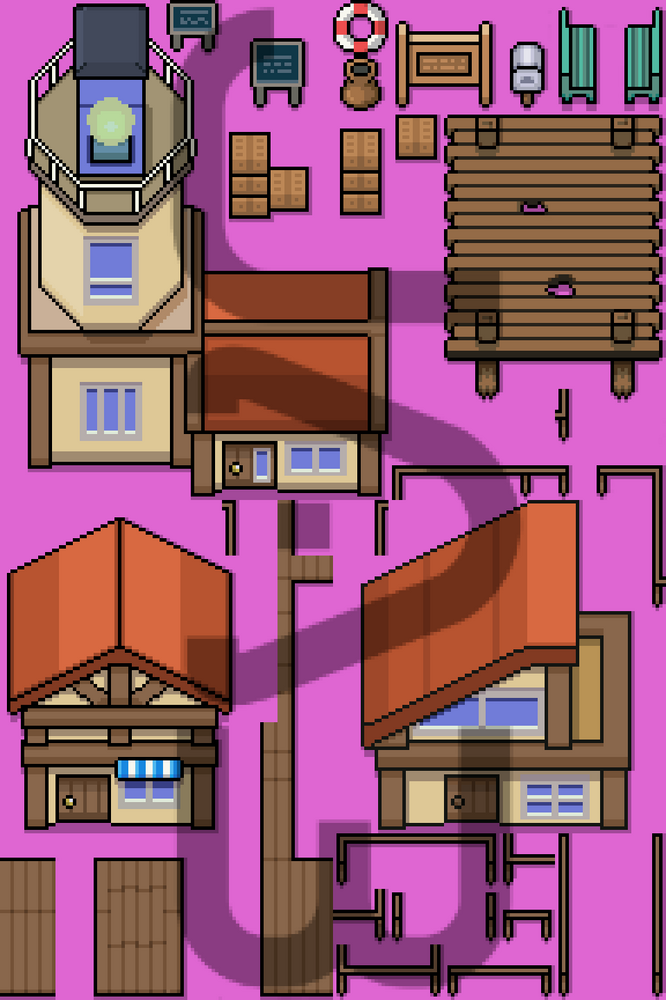Small Town Tileset with 70 assets [16 Bit] by JAB