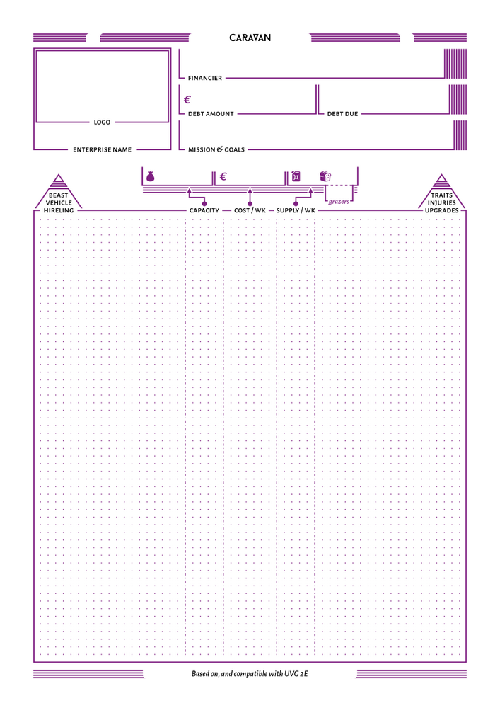 UVG 2E + Cairn player sheets by SFAriel