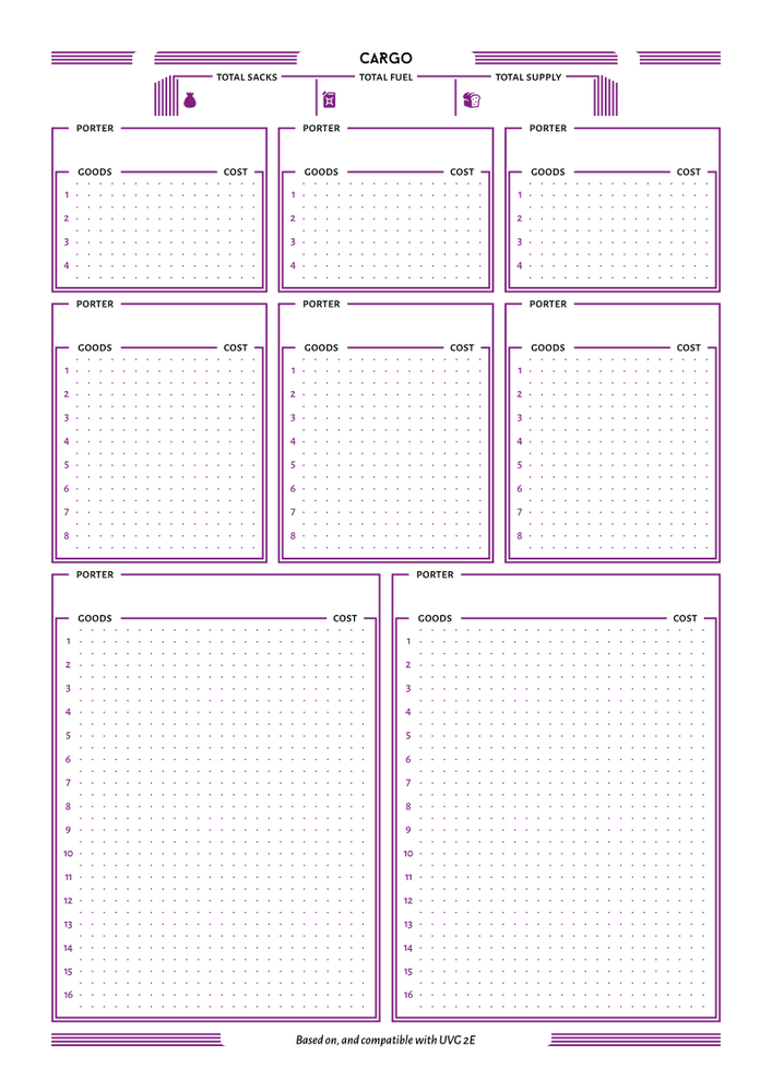 UVG 2E + Cairn player sheets by SFAriel
