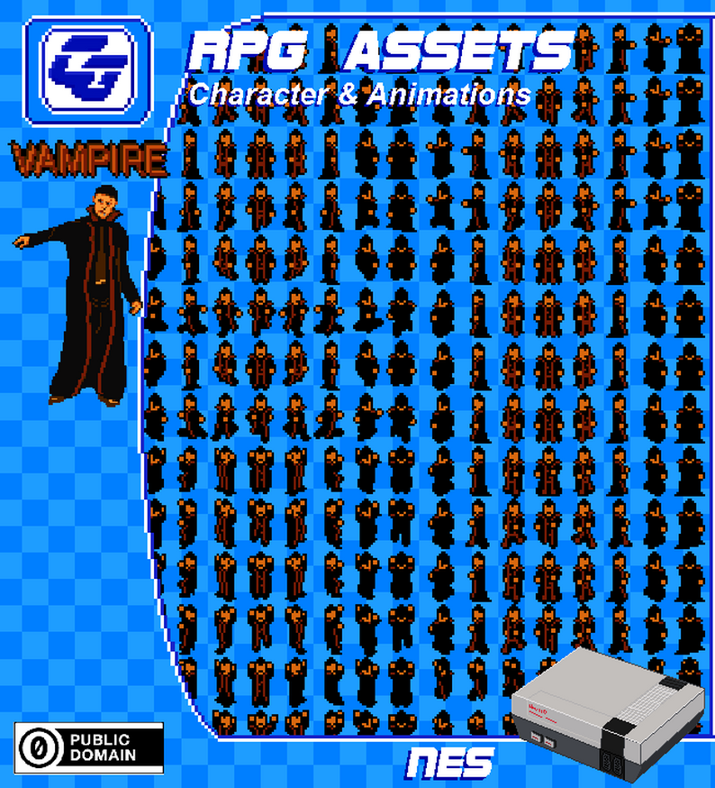 RPG Asset Character 'Vampire' NES by chasersgaming