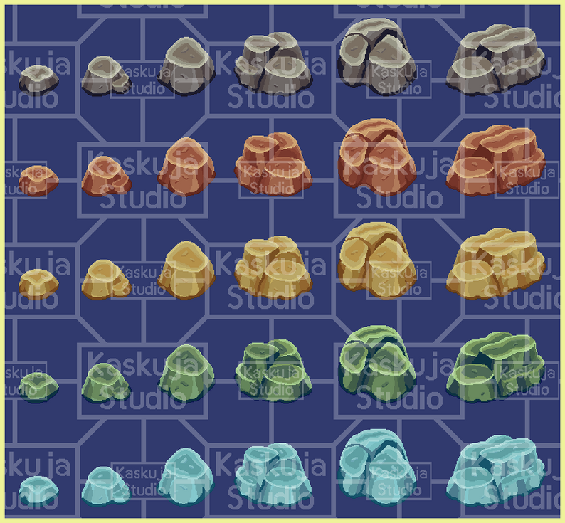 Pixel Art Rock Set by Kaskuja Studio