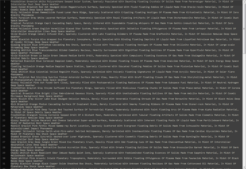 Text Gen: Locations, Space And Exoplanets by Reactorcore