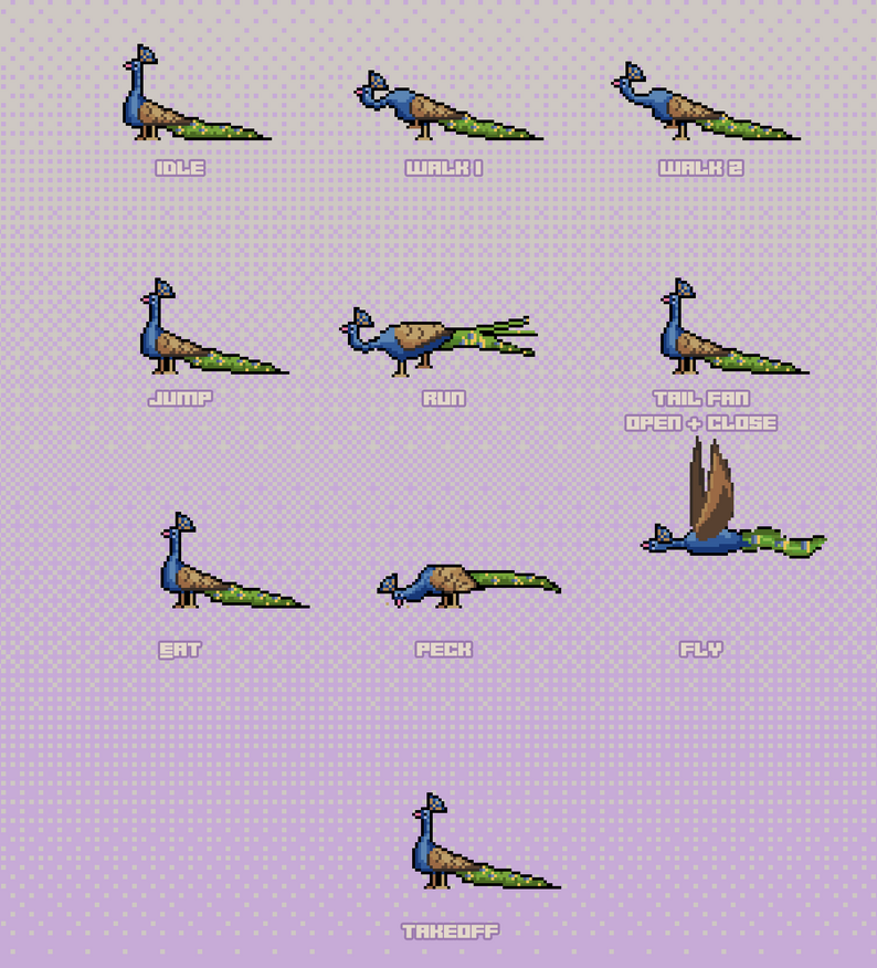 [Pixel Art Asset Pack] Common Birds [16px][Animated] by Peak Pixels
