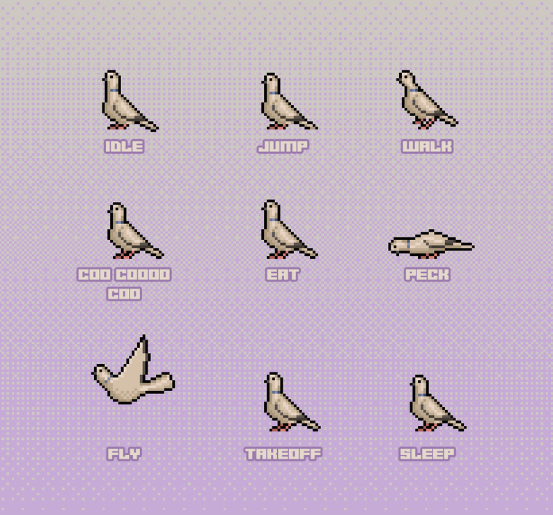 [Pixel Art Asset Pack] Common Birds [16px][Animated] by Peak Pixels