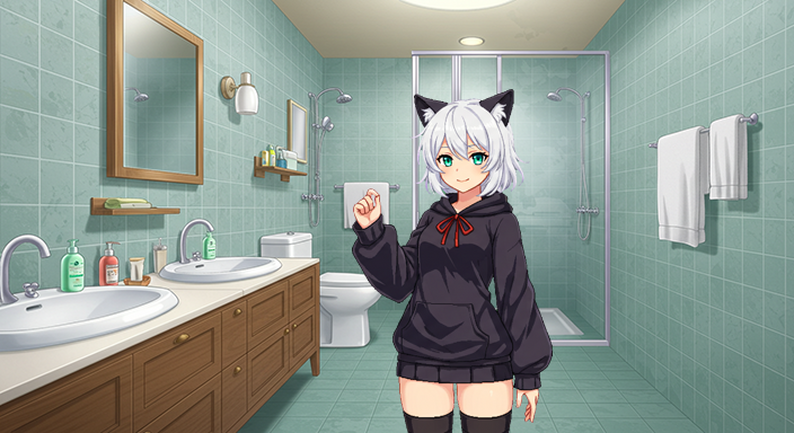Visual Novel: Cat Girls - White Hair by gurigraphics