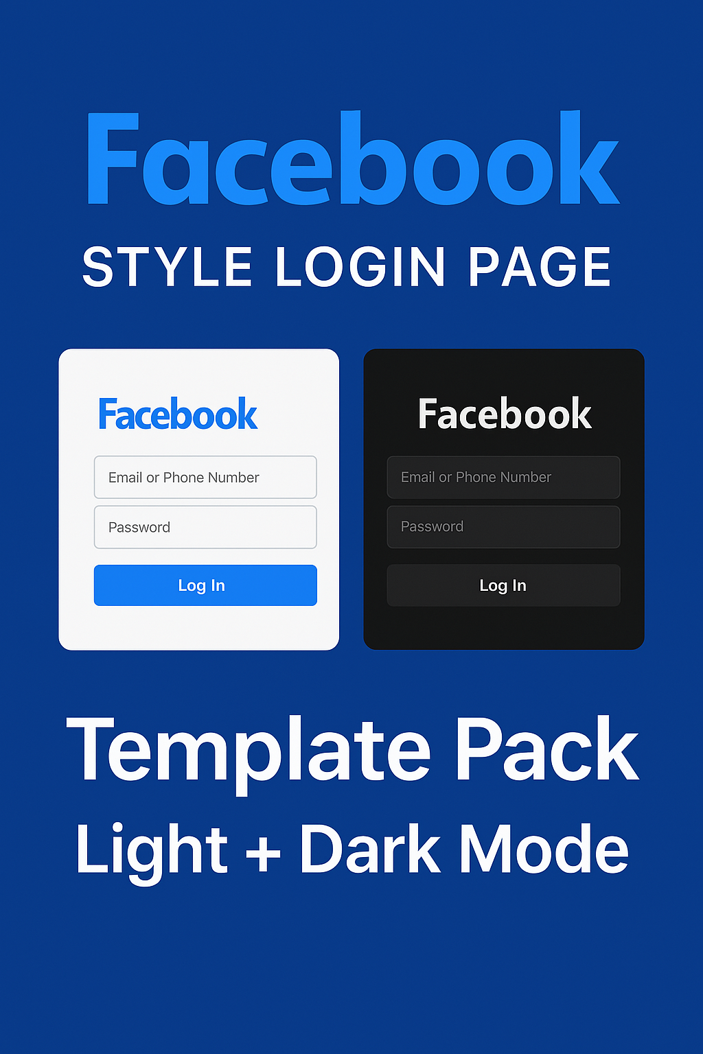Facebook-Style Login Page Template Pack (Light + Dark Mode) by Kairudesu123