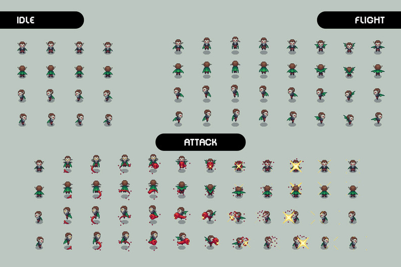 Free Pixel Vampire 4-Direction Character Sprites by Free Game Assets ...