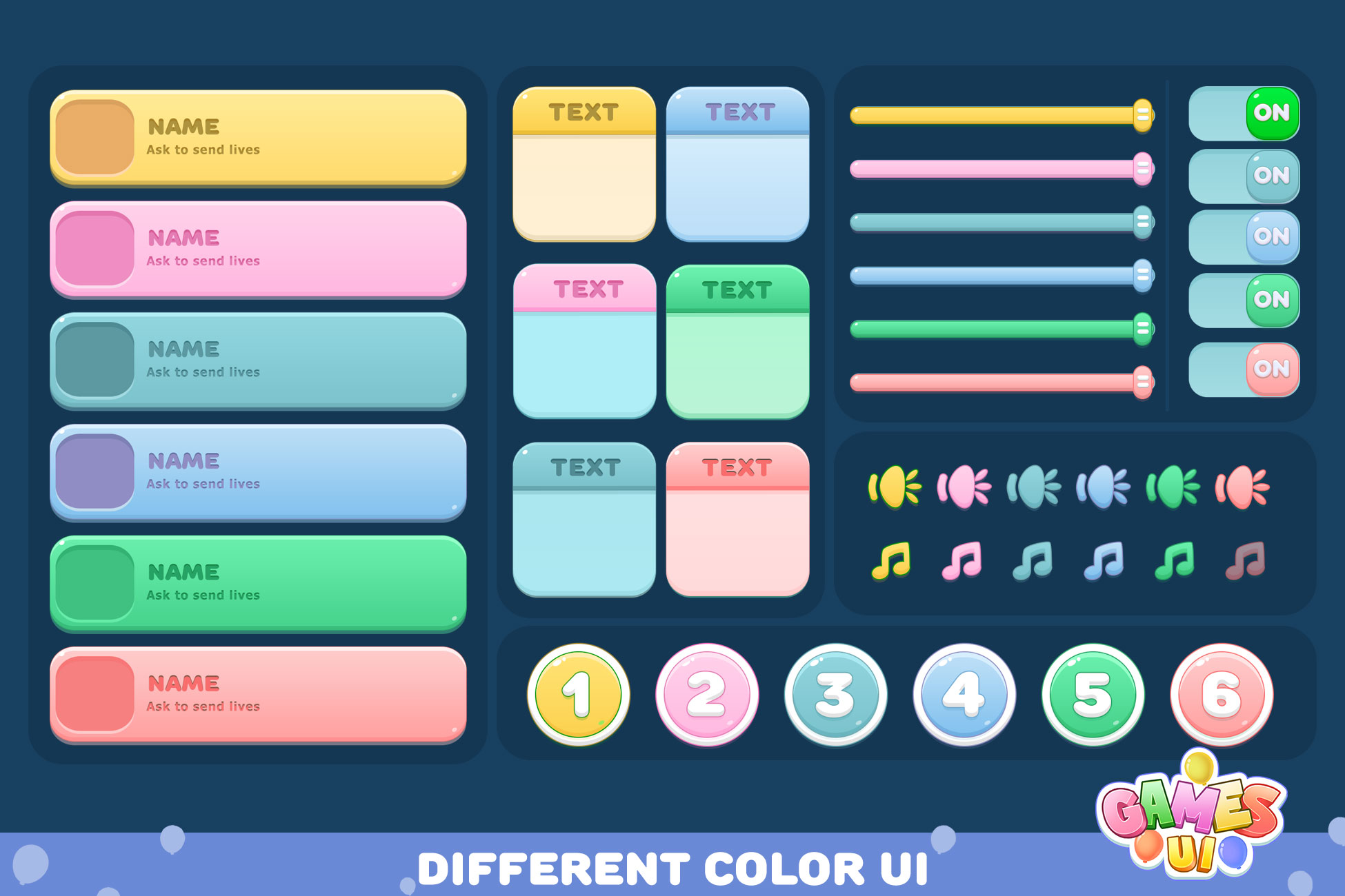 2D Casual Game UI - Mobile GUI Kit by DrowPix