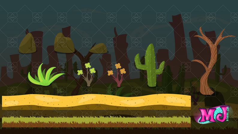 DESERT 2D GAME VECTOR BACKGROUND by MarwaMJ