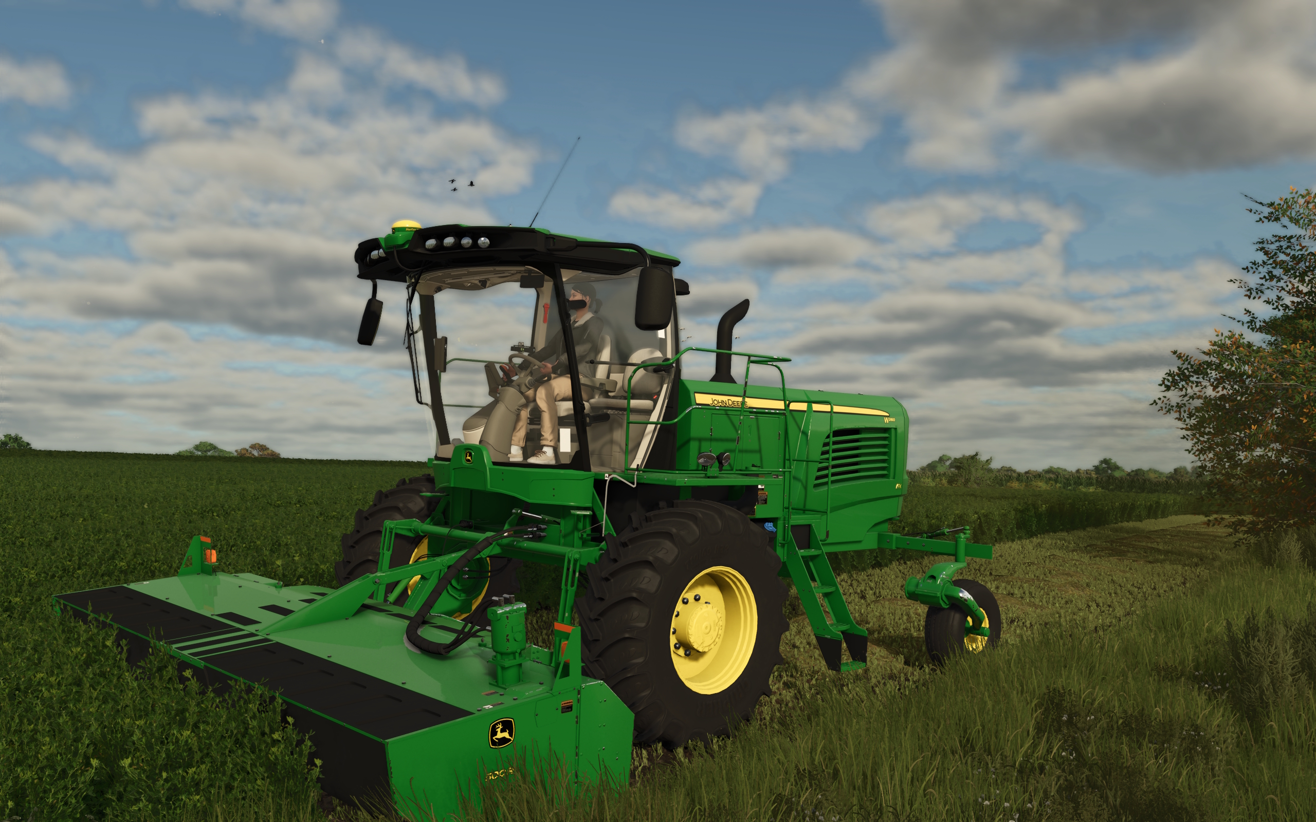 FS25 2020 John Deere W235 and W260 Swather by Green Acres Modding