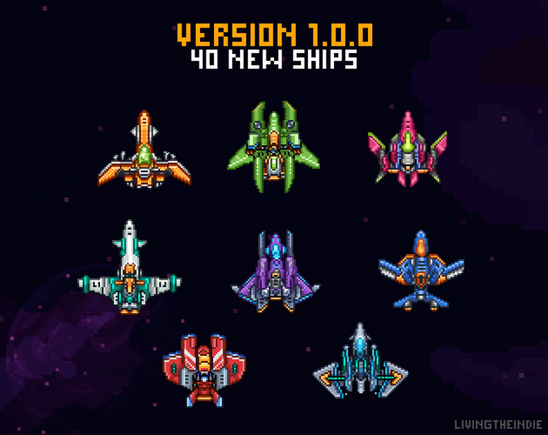 Pixel Art Spaceships for SHMUP 2 Game Asset by DyLESTorm