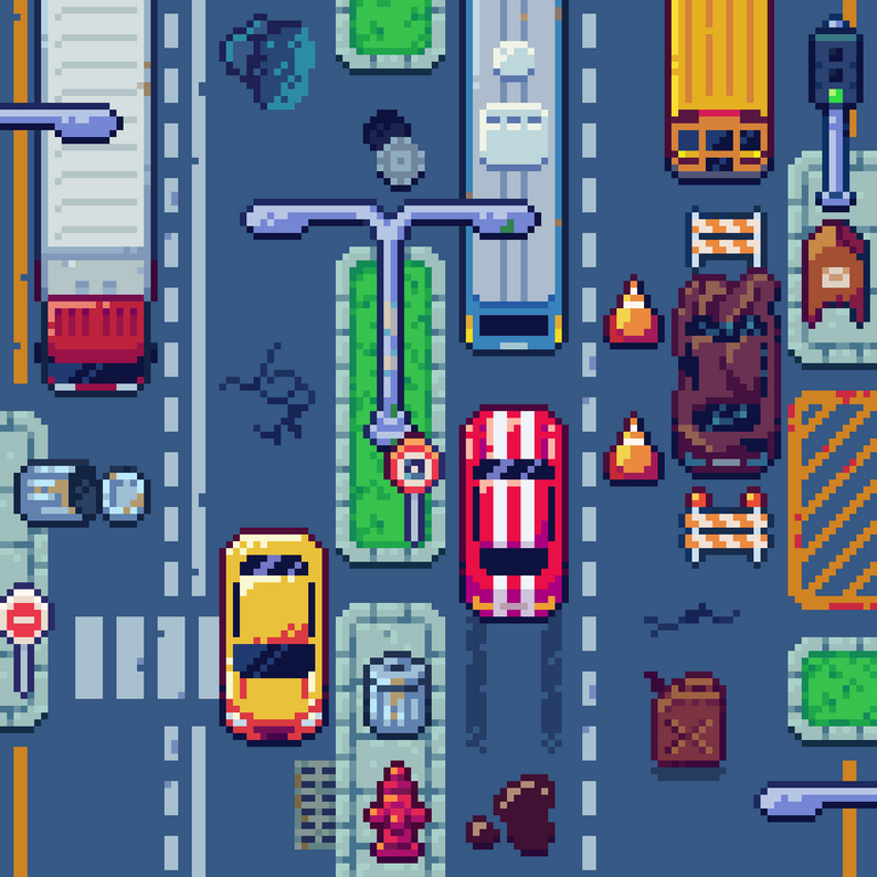 Racing Game Pixel Art Asset Pack by Groovymcgee